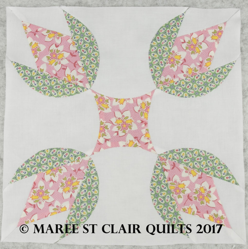 Mary's Rose - 12 Inch Block (Turkey Tracks) - Maree St Clair Quilts