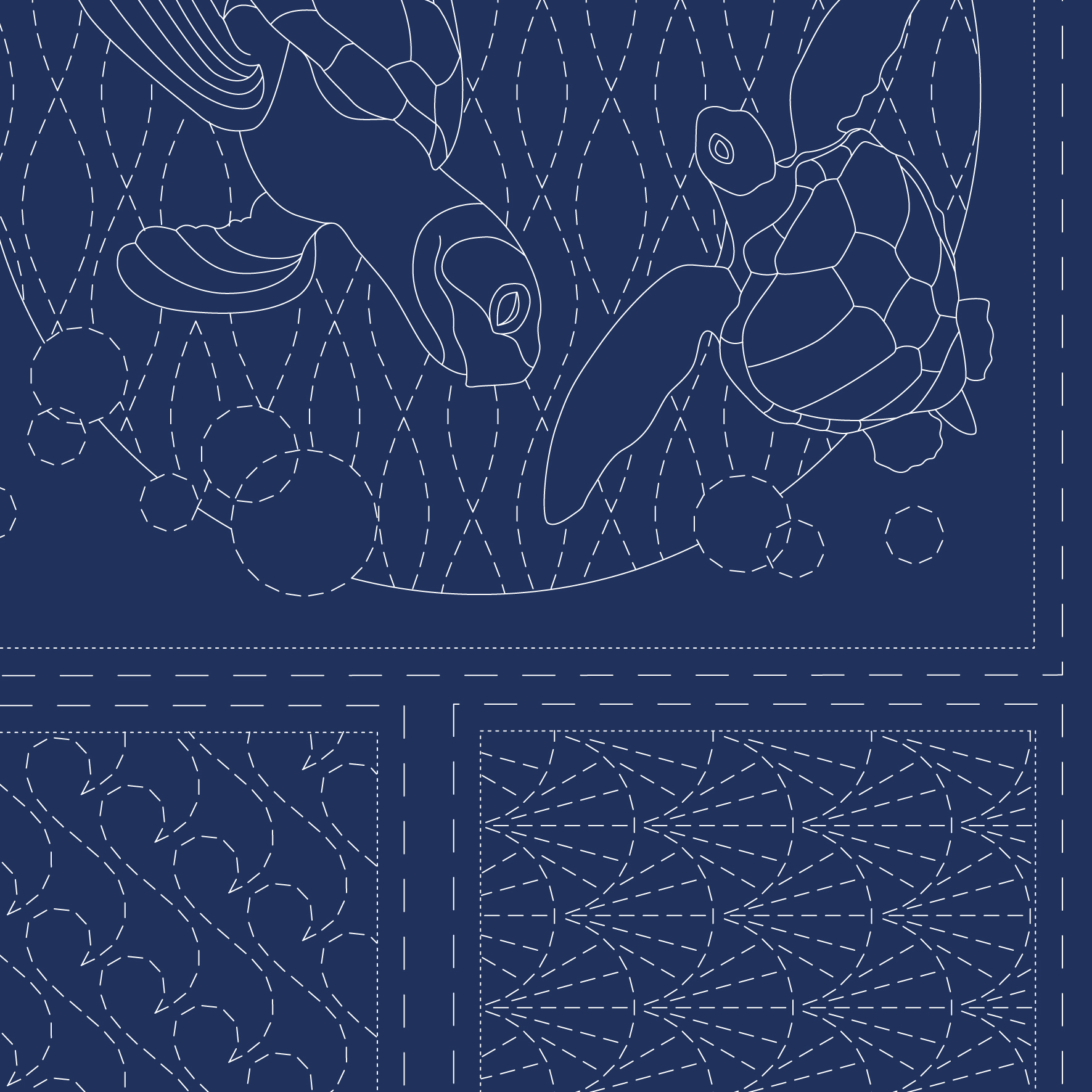 Ocean Sashiko Stitchery Panel - DV 4091 Navy - Maree St Clair Quilts